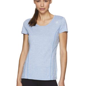 Reebok Womens Varigated Heathered Basic T-Shirt, Blue, Medium