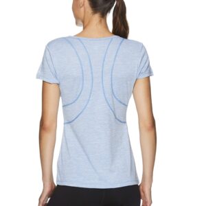 Reebok Womens Varigated Heathered Basic T-Shirt, Blue, Medium