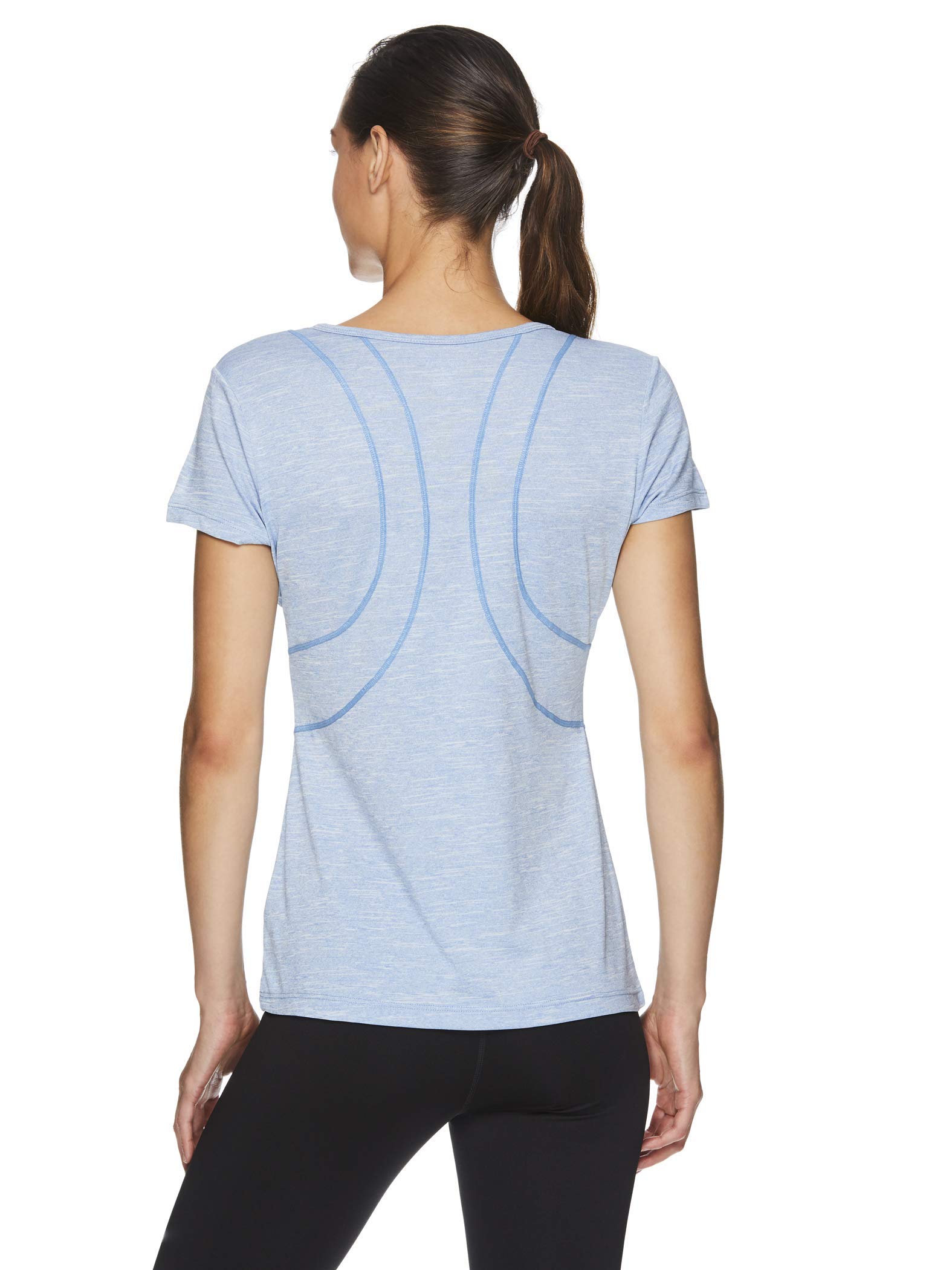 Reebok Womens Varigated Heathered Basic T-Shirt, Blue, Medium