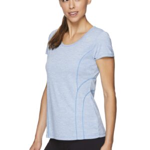 Reebok Womens Varigated Heathered Basic T-Shirt, Blue, Medium