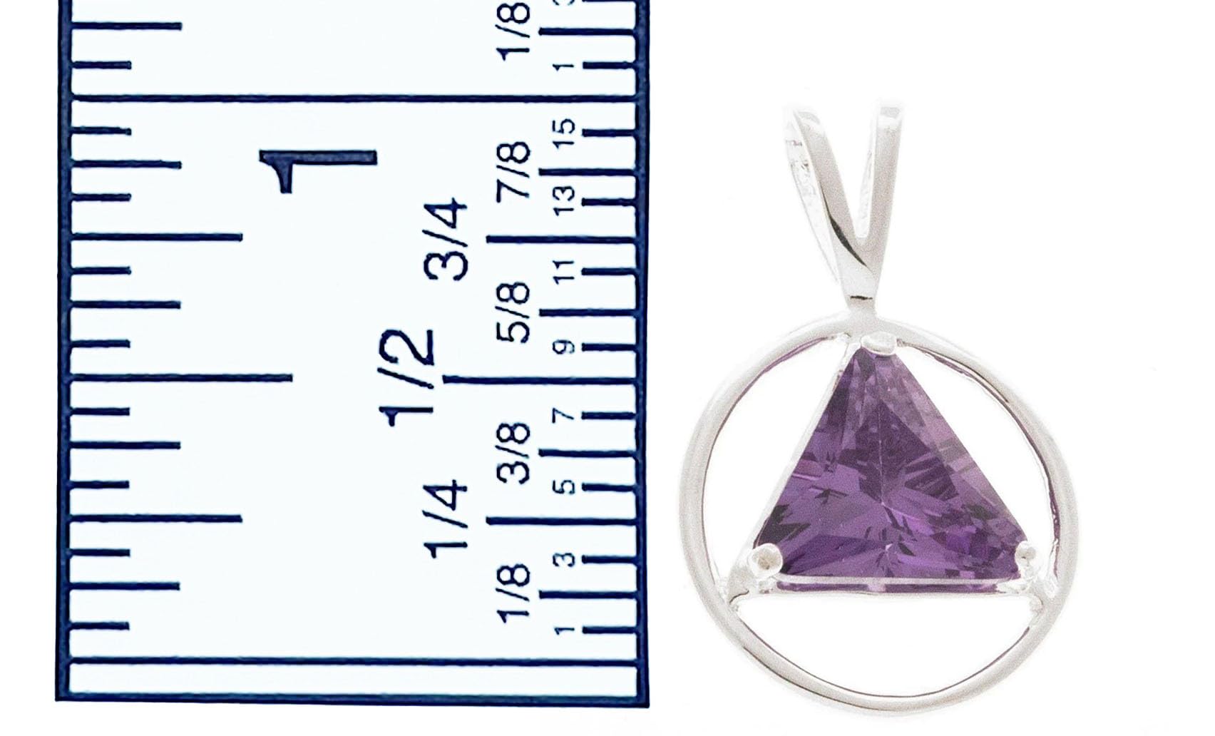 Alcoholics Anonymous (AA) Symbol - Sterling Silver,AA Pendant, 8mm Triangle Colored CZ