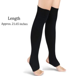 SATINIOR 2 Pairs Stirrup Leg Warmers Straight Over the Knee Socks 21.65 Inch Ballet Dance Socks Yoga Latin Boot Cuffs Socks for Women