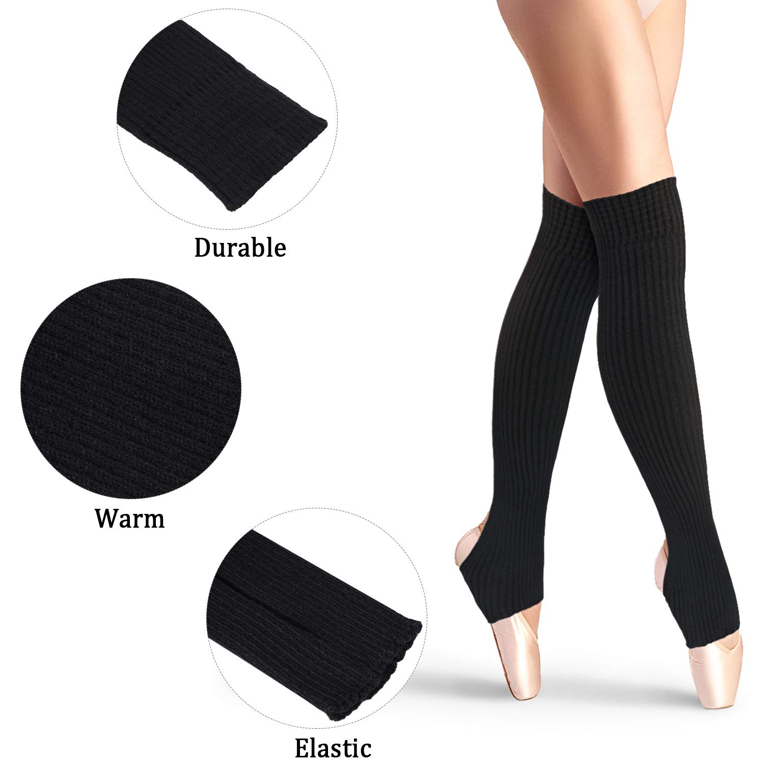 SATINIOR 2 Pairs Stirrup Leg Warmers Straight Over the Knee Socks 21.65 Inch Ballet Dance Socks Yoga Latin Boot Cuffs Socks for Women