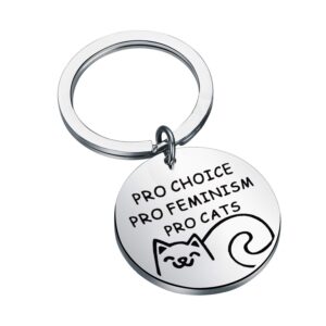 bobauna pro choice pro feminism pro cats feminist keychain empowering positive jewelry gift for women (pro choice feminism cat keychain)