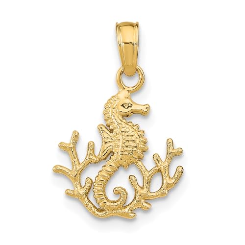 IceCarats 14K Yellow Gold Small Seahorse Necklace Charm Pendant Only