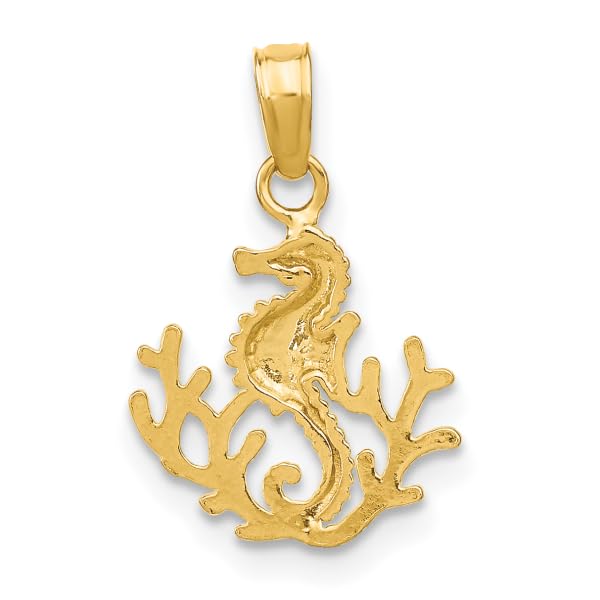 IceCarats 14K Yellow Gold Small Seahorse Necklace Charm Pendant Only