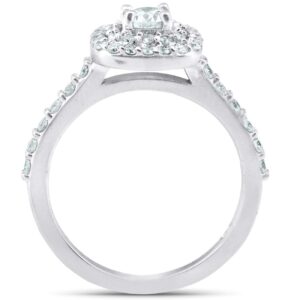 3/4Ct Diamond Cushion Double Halo Engagement Ring 14k White Gold - Size 8.5