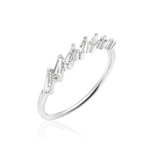 solidsilver- sterling silver emerald cut crystal clear cz zig zag ring | sizes 9