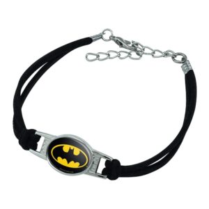 graphics & more batman classic bat shield logo novelty suede leather metal bracelet