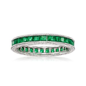 ross-simons 1.50 ct. t.w. simulated emerald eternity band in sterling silver. size 7