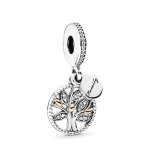 minijewelry family tree dangle charm fits pandora bracelets necklace pendant women mother daughter granddaughter birthday christmas sister crystal clear cz