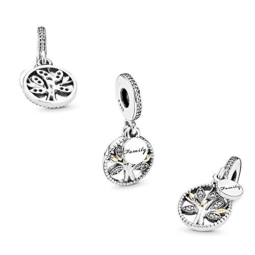 MiniJewelry Family Tree Dangle Charm Fits Pandora Bracelets Necklace Pendant Women Mother Daughter Granddaughter Birthday Christmas Sister Crystal Clear CZ