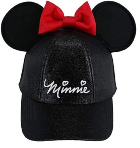 disney adult minnie glitter ears hat, black red