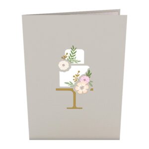 Lovepop Wedding Cake Pop Up Card, 5" W x 7" H, Pink and Green Floral Embellishments, Blank Envelope Included