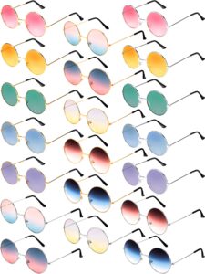 blulu 20 pairs round hippies sunglasses john 60's style circle colored glasses