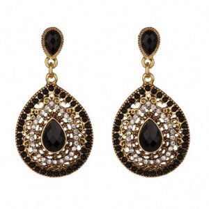 dawery party bohemia crystal drop earrings boho turkish vintage ethnic jewelry drop earrings for women black