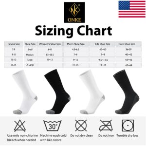 ONKE Cotton Cushion Crew Socks for Men Women Athletics All Seasons Thick Warm Heavy Duty Work Boots Moisture Wicking Control(Black L)