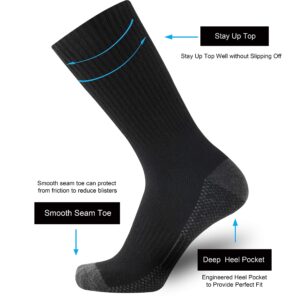 ONKE Cotton Cushion Crew Socks for Men Women Athletics All Seasons Thick Warm Heavy Duty Work Boots Moisture Wicking Control(Black L)