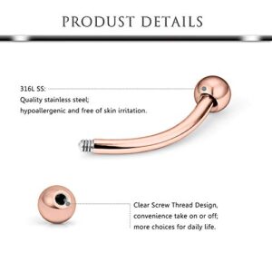 Hoeudjo 48PCS 16G Straight & Curved Barbells Snake Eyes Tongue Rings Surgical Steel Nipple Ring Nipplerings Piercing Jewelry for Women Men 16MM Silver-Tone Rose Gold Black