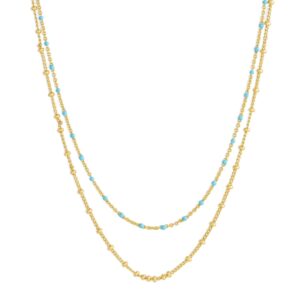 gorjana Women's Capri Layer Necklace, 18K Gold Plated, Turquoise and Golden Beads