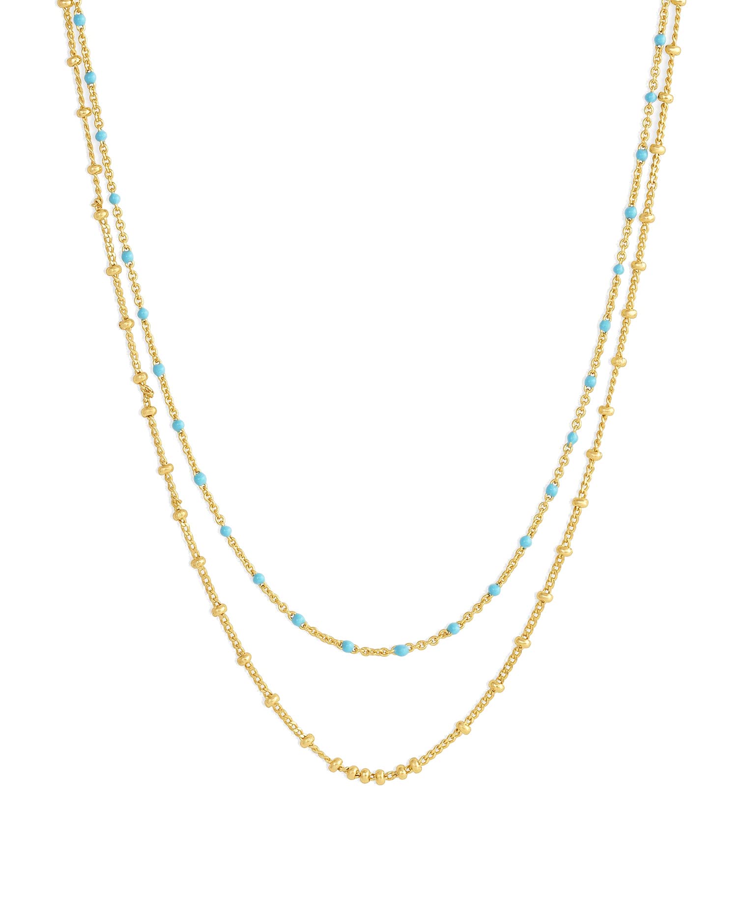 gorjana Women's Capri Layer Necklace, 18K Gold Plated, Turquoise and Golden Beads