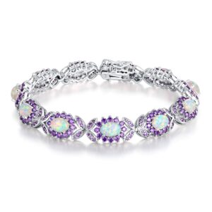 cinily opal tennis bracelets 18k white gold plated link bracelets opal jewelry for women