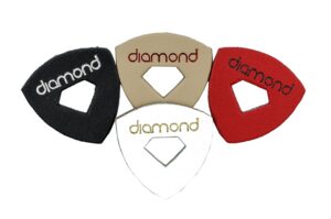 leather ukulele picks with diamond-shaped cutout hole for enhanced grip never drop your pick while playing also works as a guitar pick or bass pick 100% genuine leather 4-pack