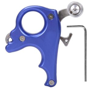 zerone archery release aids, 3 finger grip thumb caliper,aluminum alloy bow hinge release for compound bow(blue)