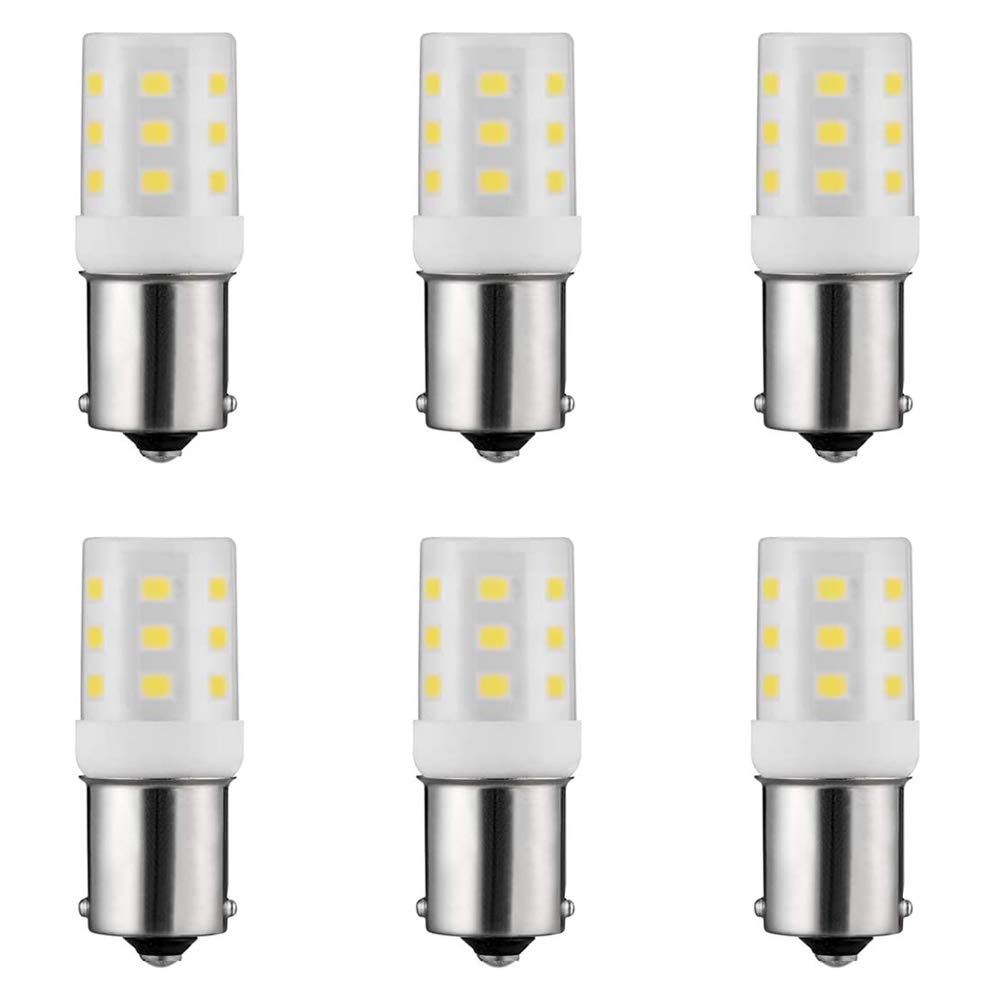 Makergroup 1156 1141 LED Light Bulbs, Weatherproof BA15S S8 SC Bayonet Single Contact Base, 2W Warm White 2700K-3000K 12V for Outdoor Landscape Deck Driveway Path Lights and RV Lighting 6pcs