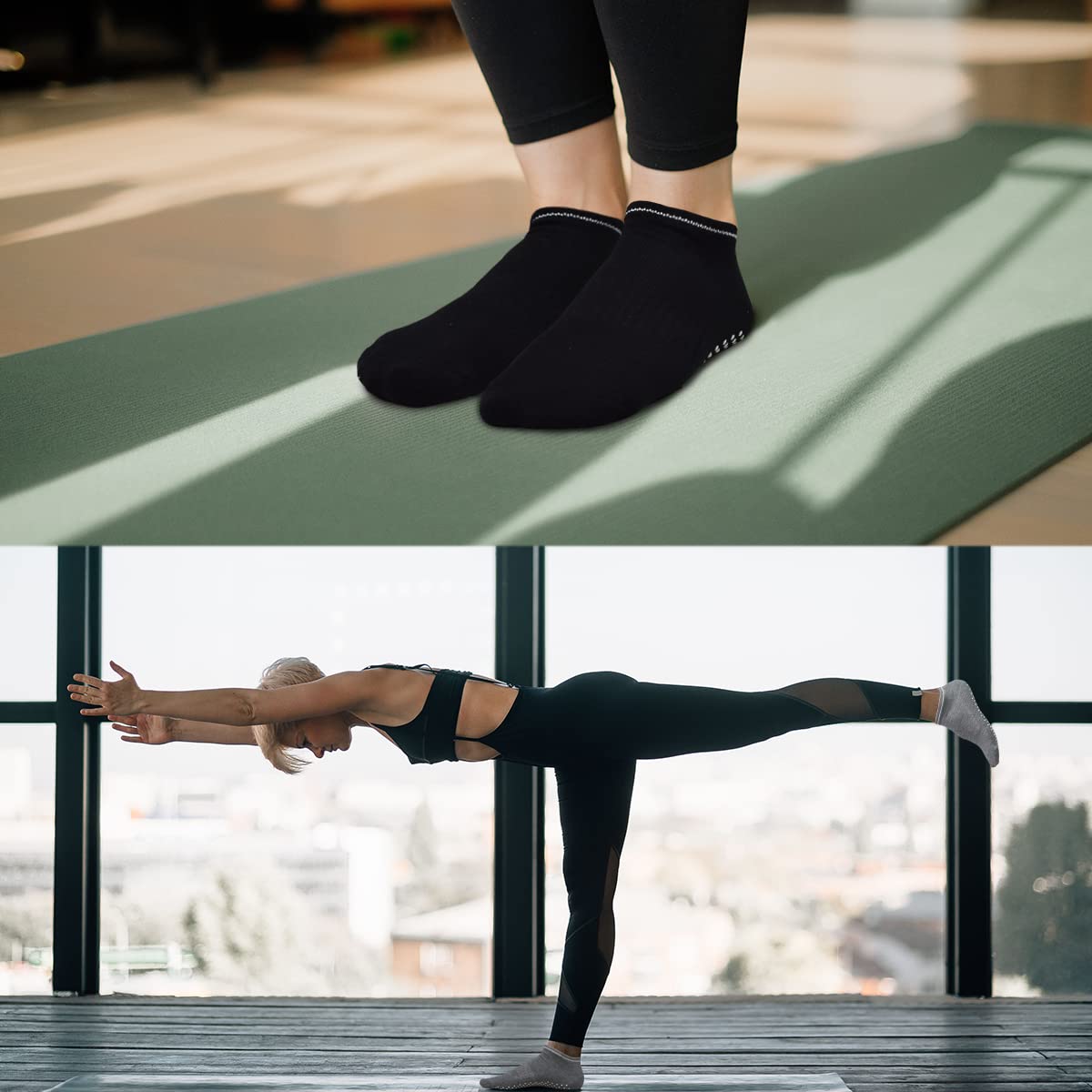 ELUTONG Non Slip Yoga Socks for Women Anti-Skid Pilates Ballet Barr Dance Athletic Sticky Grips Socks at Home Hospital