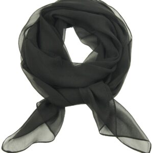 PANTONIGHT Long Chiffon Sheer Scarf For womens (065 plain black)