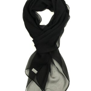 PANTONIGHT Long Chiffon Sheer Scarf For womens (065 plain black)