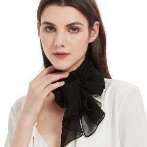 PANTONIGHT Long Chiffon Sheer Scarf For womens (065 plain black)