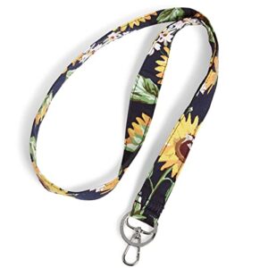 vera bradley women's cotton wide lanyard, sunflowers - recycled cotton, one size