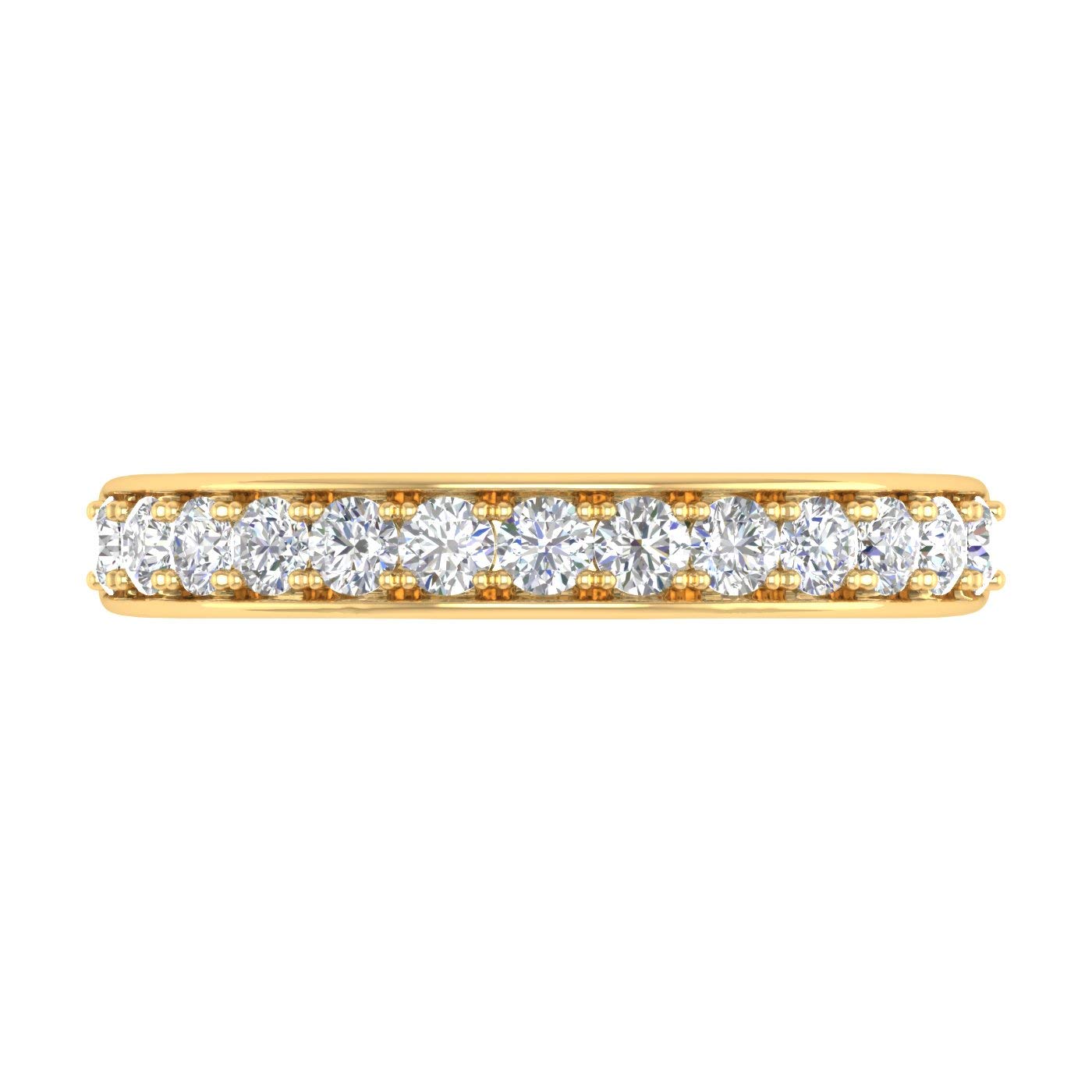 1/2 Carat Round Diamond Wedding Band Ring in 14K Yellow Gold (Ring Size 7)