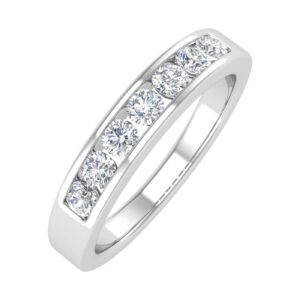 finerock 1/2 carat channel set diamond wedding band ring in 14k white gold (ring size 8)