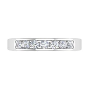 FINEROCK 1/2 Carat Channel Set Diamond Wedding Band Ring in 14K White Gold (Ring Size 8)