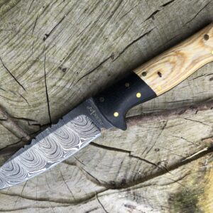 Perkin Damascus Steel Hunting Knife With Sheath Bushcraft Knife - SK1200