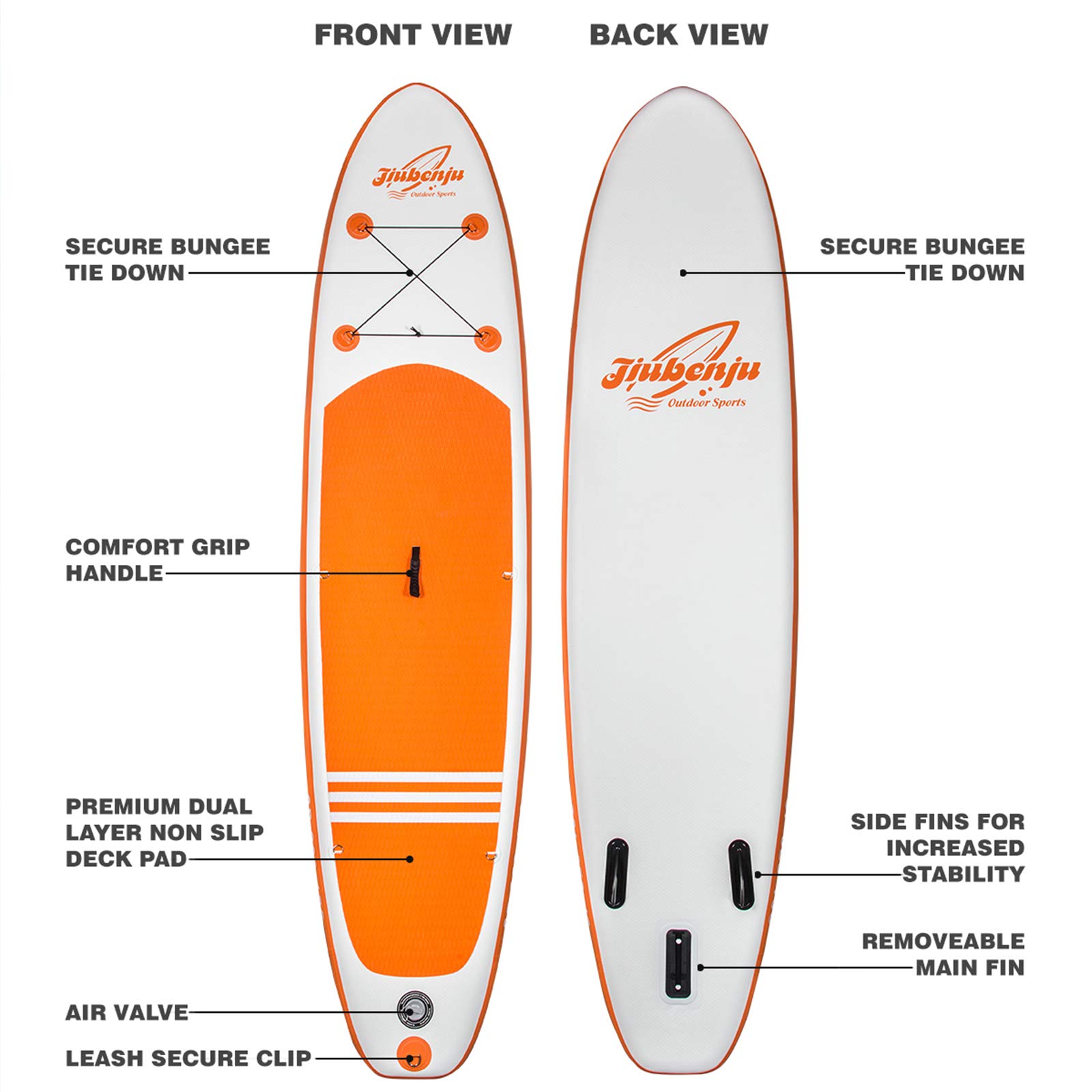 Jiubenju Inflatable Stand Up Paddle Board 10'6"/30"/6" with Premium SUP Accessories & Kayak Seat Set & Carry Bag Wide Stance, Surf Control, Non-Slip Deck, Leash, Paddle and Pump for Youth & Adult