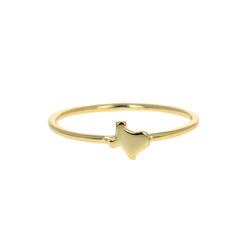 Mayas Gems Sterling Silver, Gold Mini Texas Stacker, Gold Plating, Texas Ring, Mini, 925 (7)