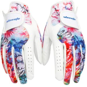 wosofe golf glove women pair cool leather both hand summer floral large colorful breathable sport gloves