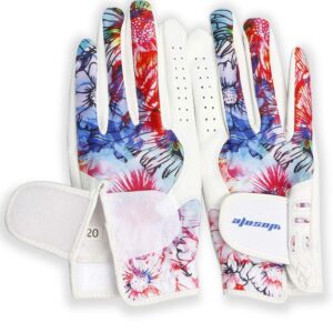 wosofe Golf Glove Women Pair Cool Leather Both Hand Summer Floral Large Colorful Breathable Sport Gloves