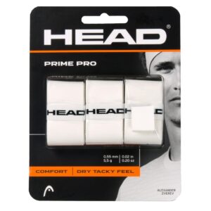 head prime pro racquet overgrip - tennis racket grip tape - 3-pack, white