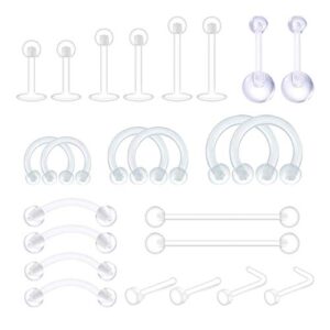 d.bella piercing retainer clear bioflex plastic 14g 16g 20g nose tongue eyebrow tragus navel belly