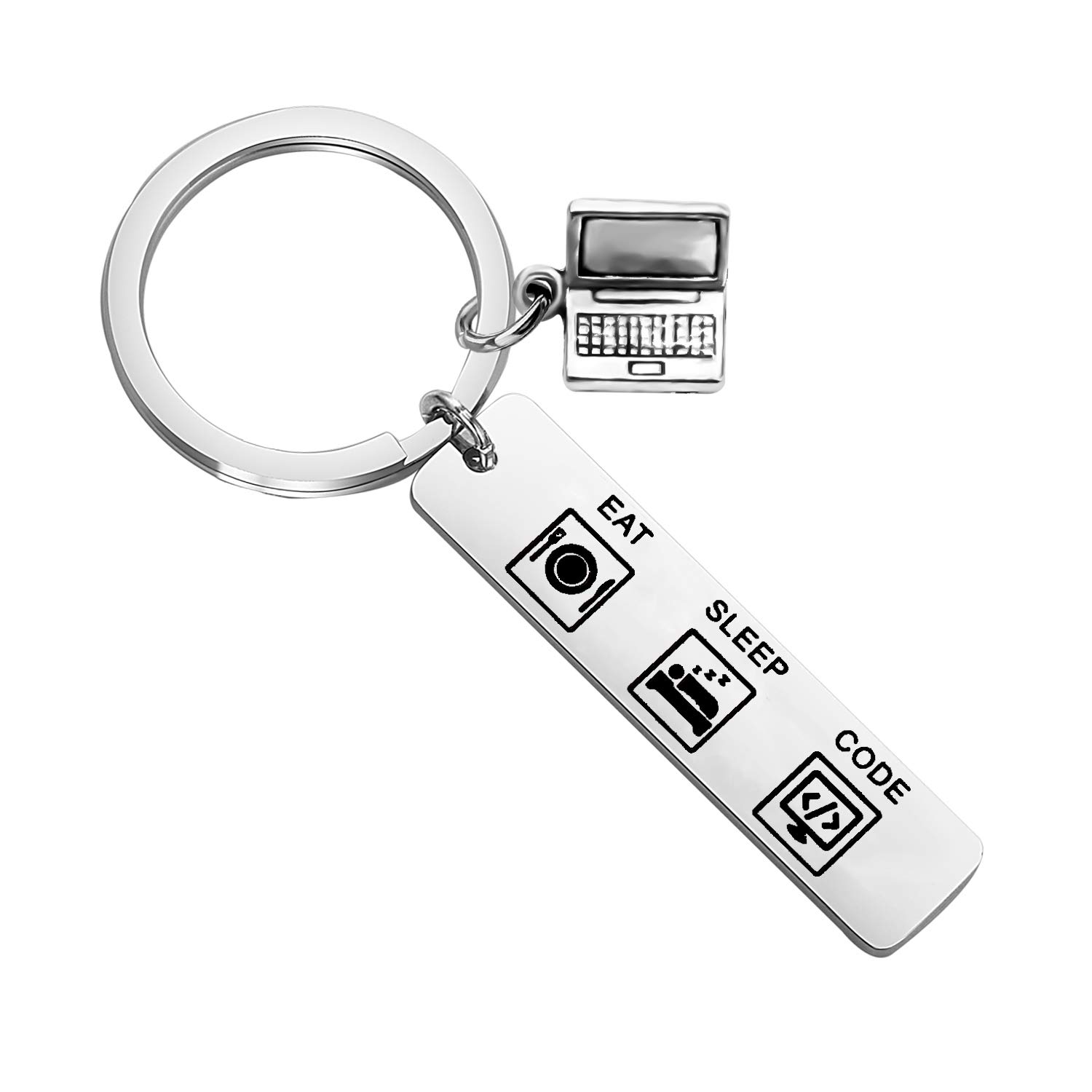 TGBJE Programmer Gift Coder Gift Eat Sleep Code Keychain Gift for Software Engineer (Coder Keychain)