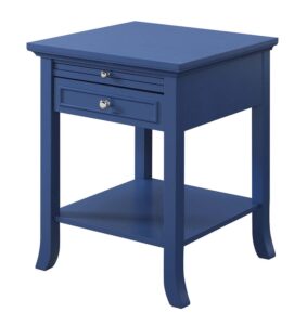 convenience concepts american heritage logan 1 drawer end table with pull-out shelf, cobalt blue