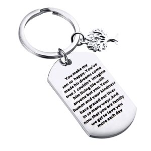 bekech daughter-in-law gift daughter in law keychain welcome to our family dog tag key chain wedding gift jewelry from mother-in law/father-in-law (silver)