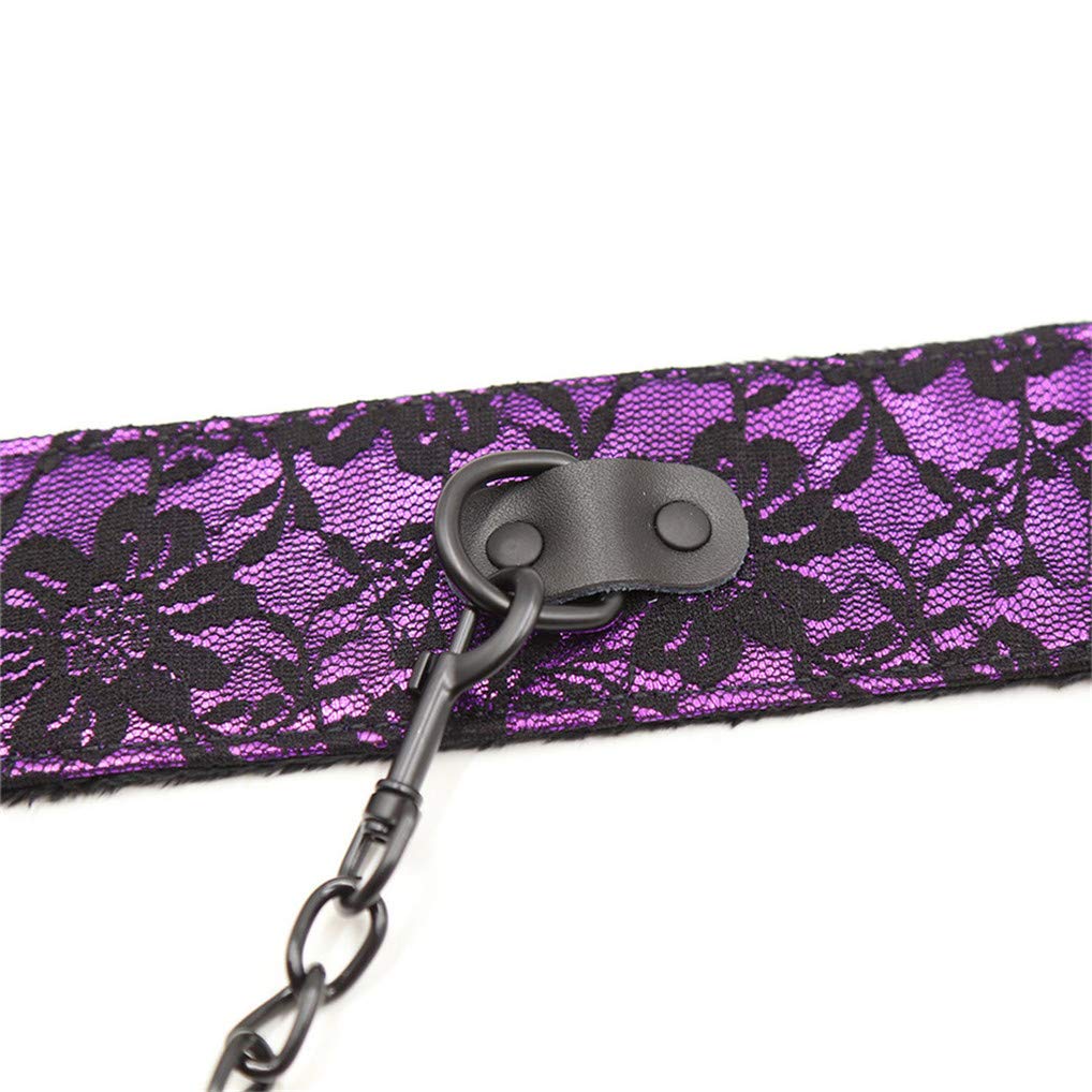 Kanasi Lace Choker PU Leather Collar Choker and Leash for Women Girls (Purple)