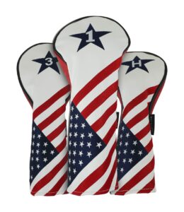 ram golf usa stars and stripes pu leather headcover - driver/wood hybrid (driver + #3 wood + hybrid)