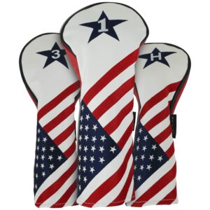 Ram Golf USA Stars and Stripes PU Leather Headcover - Driver/Wood Hybrid (Driver + #3 Wood + Hybrid)